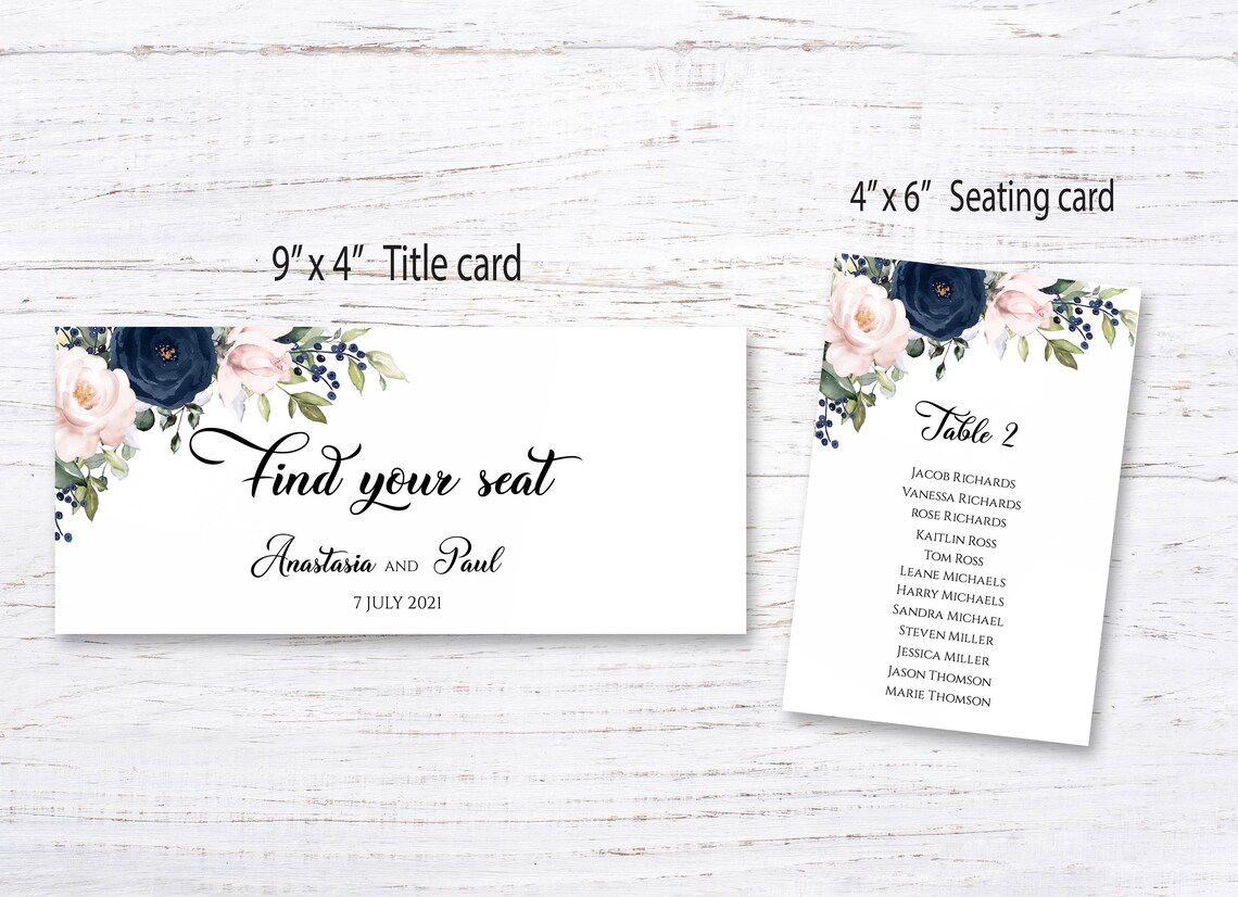 Editable Seating Chart With Cards Template INSTANT DOWNLOAD - Etsy