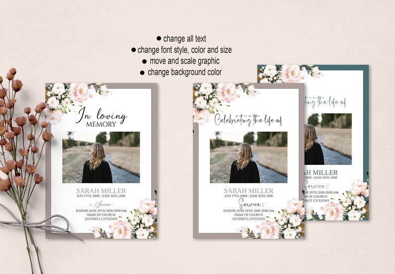 Editable Funeral Program Template INSTANT DOWNLOAD Editable | Etsy