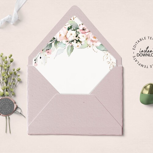 Printable A7 Envelope Liner Template With Botanical Greenery - Etsy