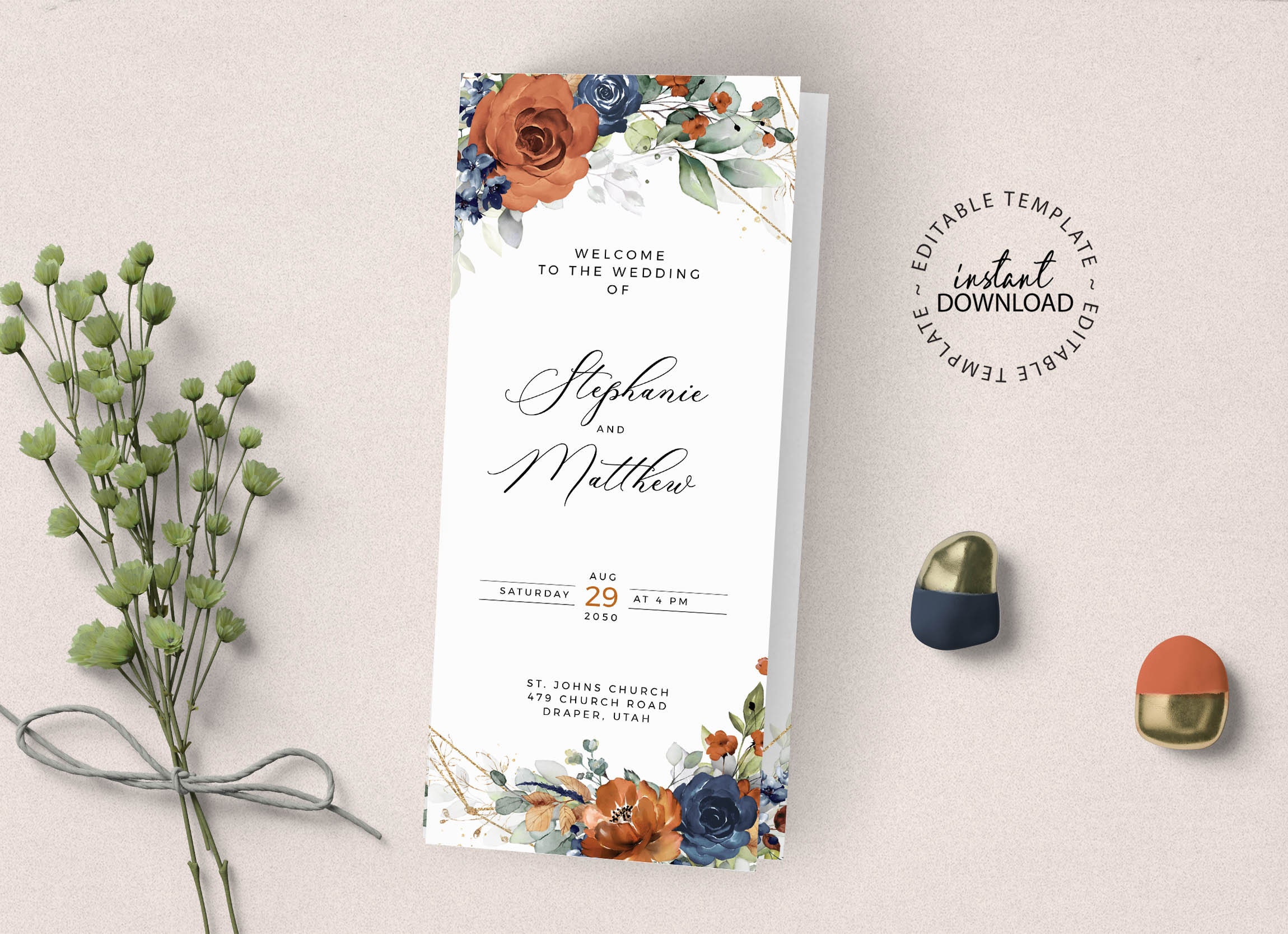 SIA Editable Wedding Program Template INSTANT DOWNLOAD - Etsy