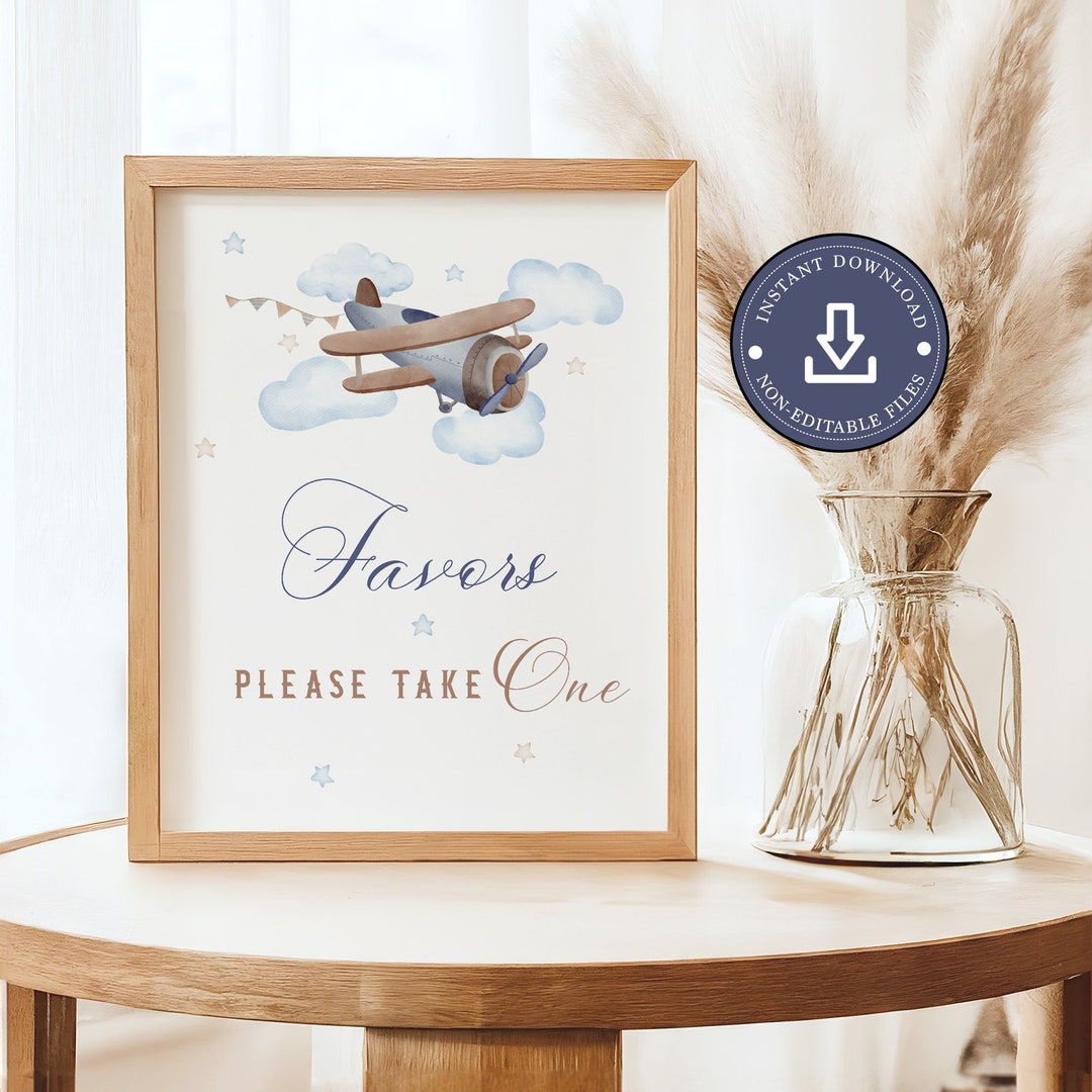 Printable Favors Sign for Boy Baby Shower, Airplane Baby Sprinkle 8x10 ...