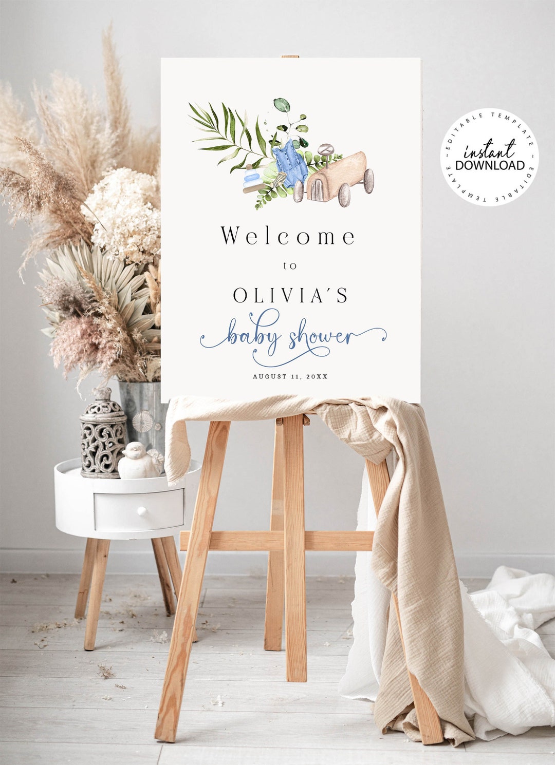 Boy Baby Shower Welcome Sign Template, Baby Clothes and Toys Welcome ...