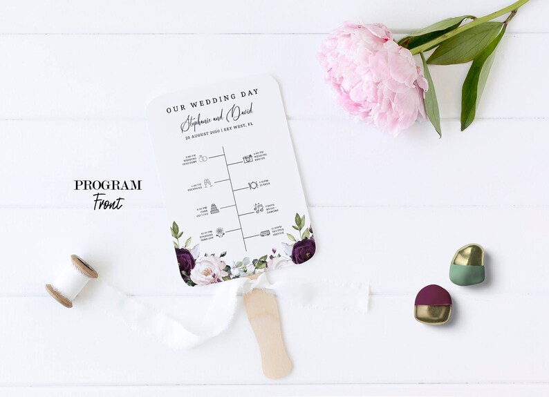 ELLIE Printable Wedding Ceremony Program Fan Template - Etsy