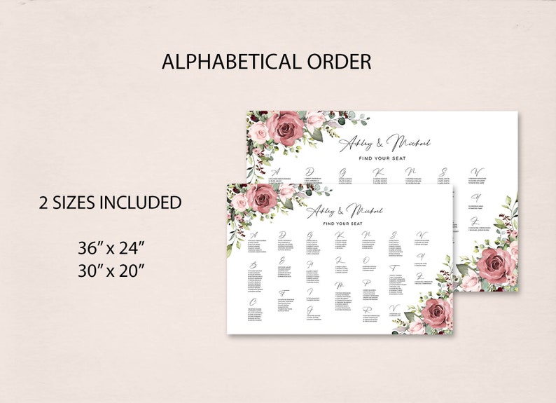 THEA - Editable Alphabetical Seating Chart Template, INSTANT DOWNLOAD ...
