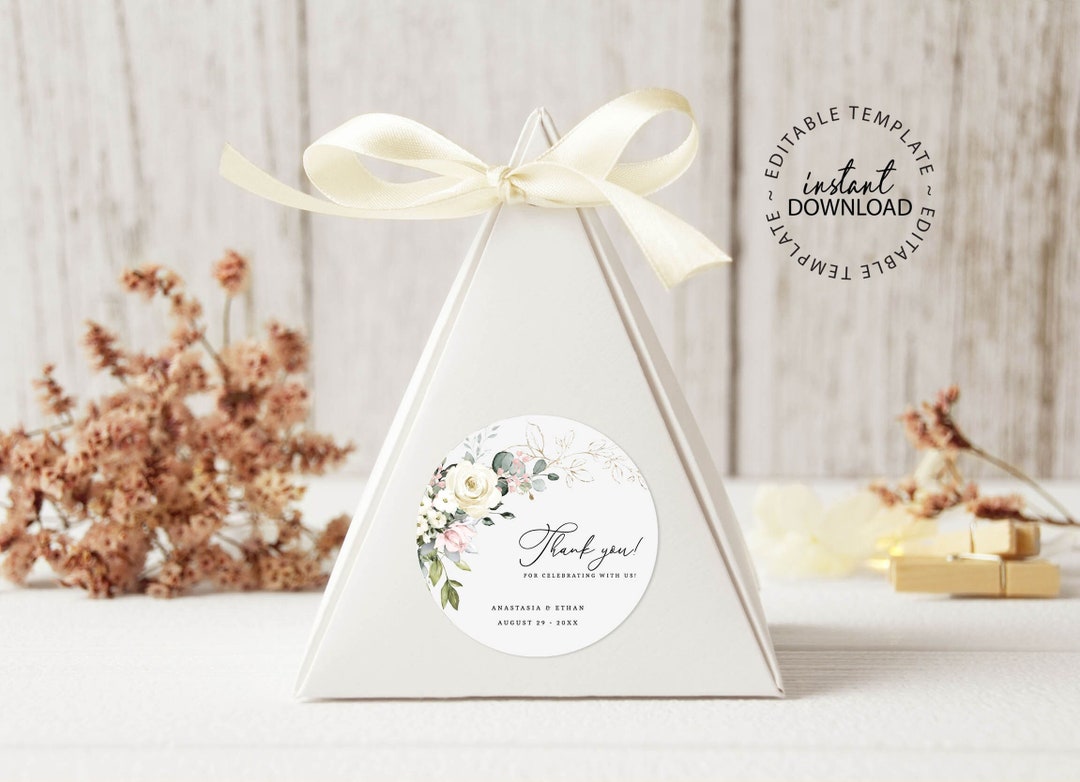 Editable Round Favor Tag Template, White and Pink Wedding Tags ...
