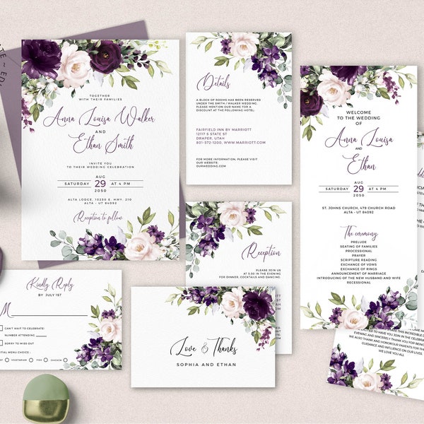 Mauve Wedding Invitation - Etsy