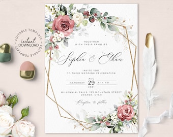 Old Rose Invitation | Etsy