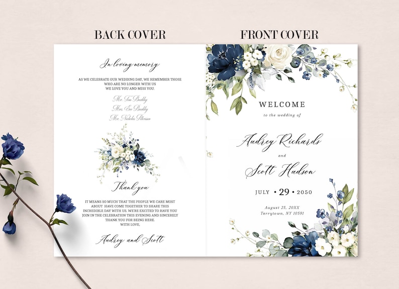 Editable Bi-fold Wedding Program Template INSTANT DOWNLOAD - Etsy