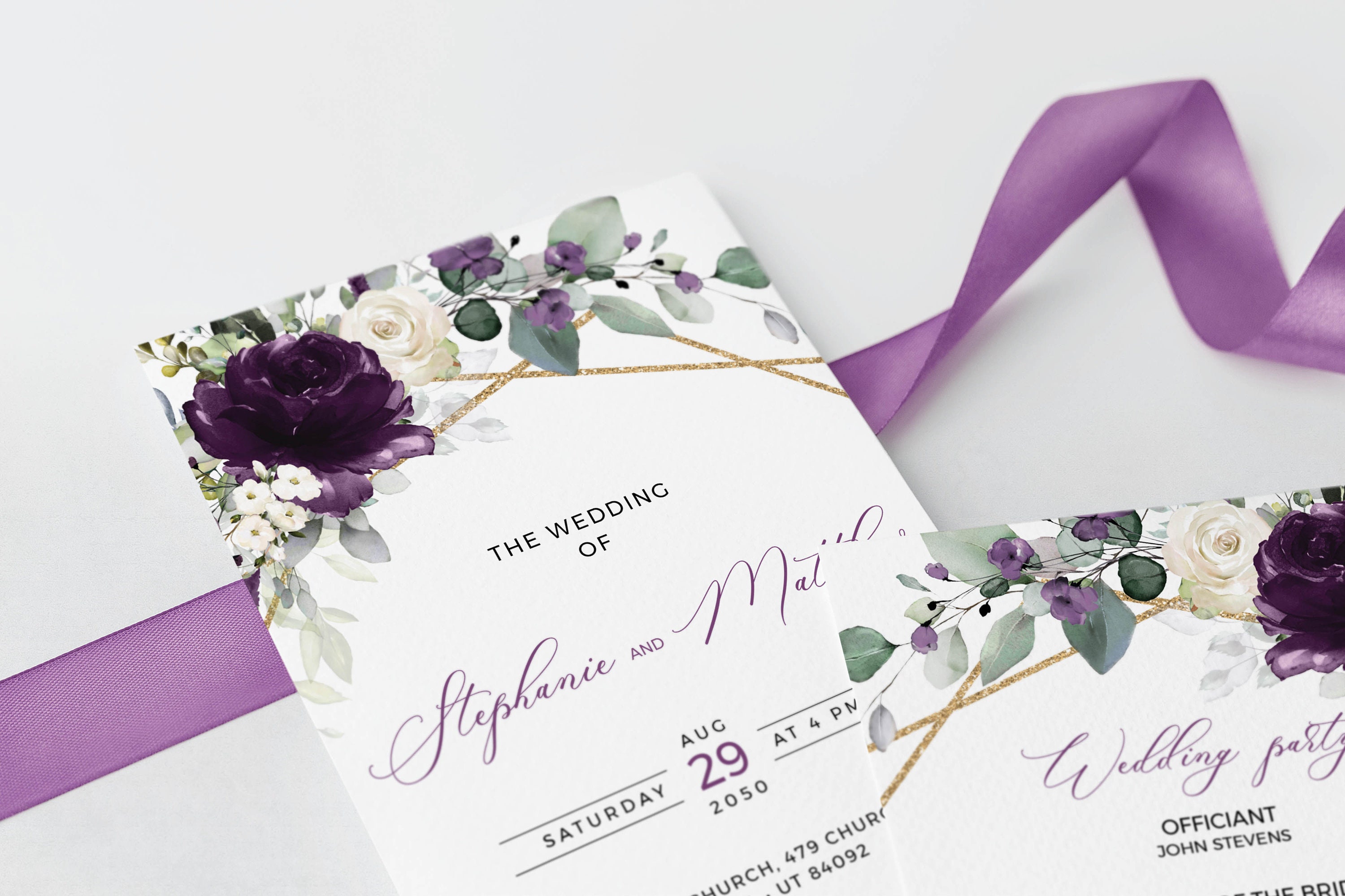 Editable Floral Wedding Program Template INSTANT DOWNLOAD | Etsy