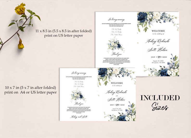 Editable Bi-fold Wedding Program Template INSTANT DOWNLOAD - Etsy