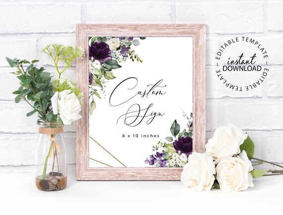 Editable Wedding Custom Sign Template INSTANT DOWNLOAD 8x10 | Etsy