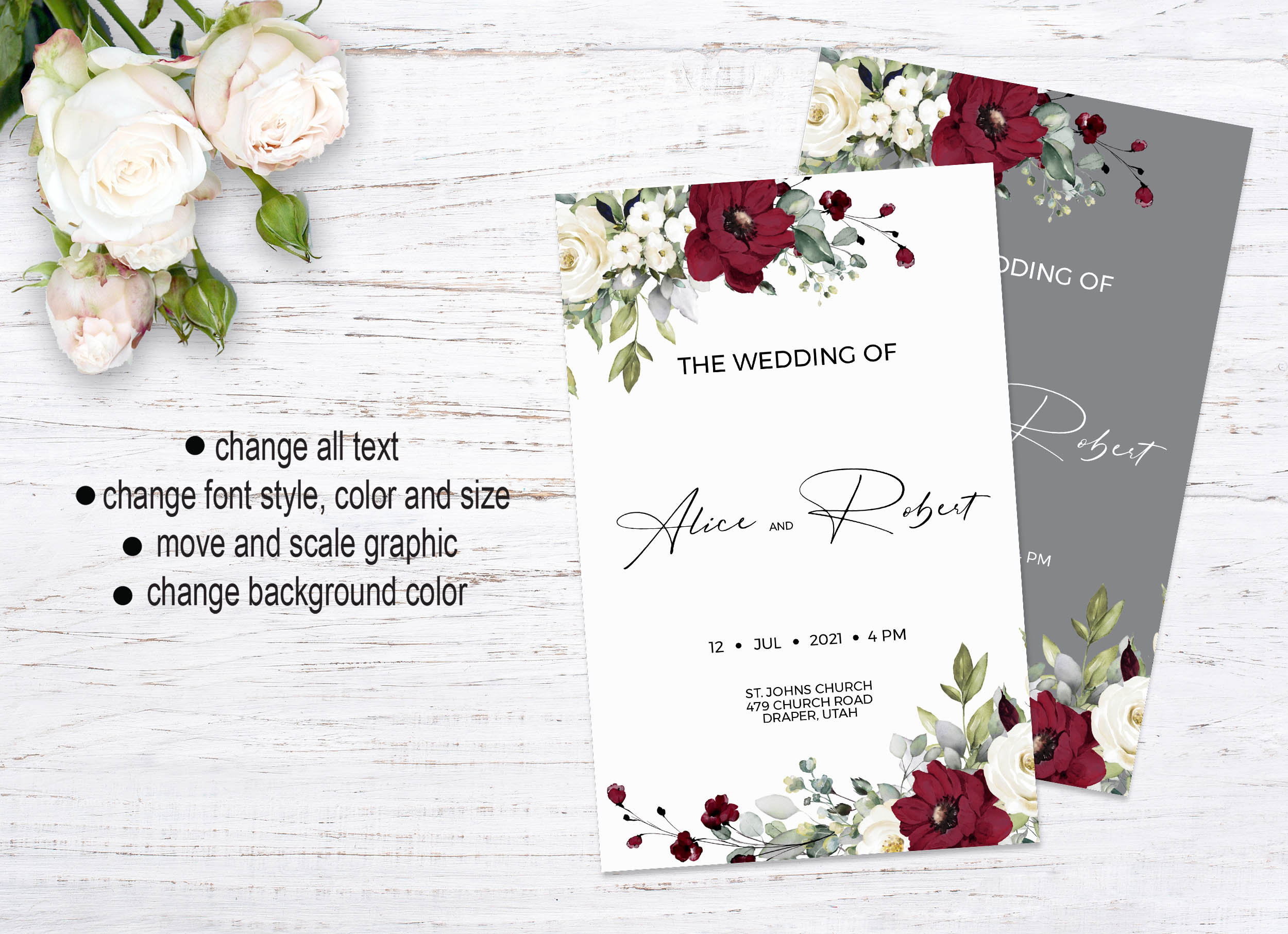 Folded Wedding Program Template Editable INSTANT DOWNLOAD - Etsy