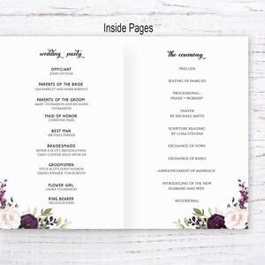 Folded Wedding Program Template Editable INSTANT DOWNLOAD | Etsy