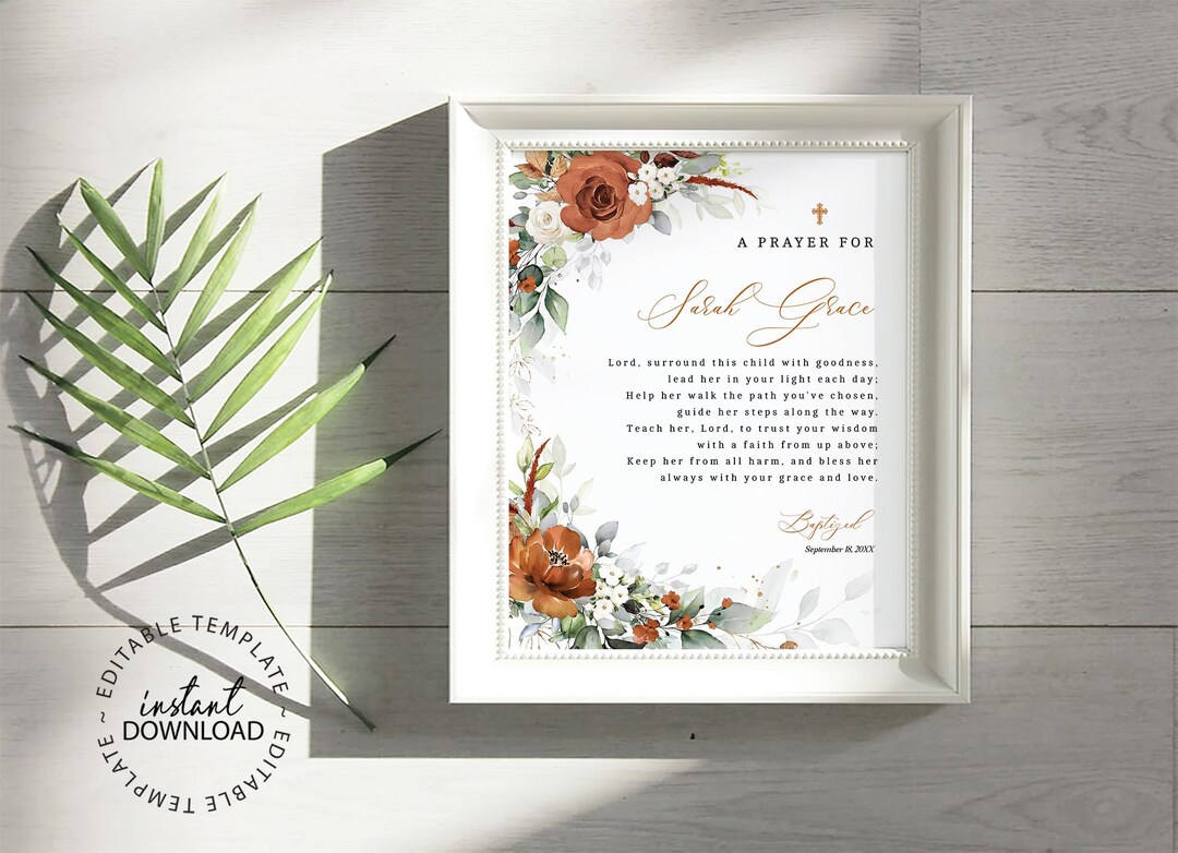 LYRA - Editable Baptism Prayer Sign Template, INSTANT DOWNLOAD ...