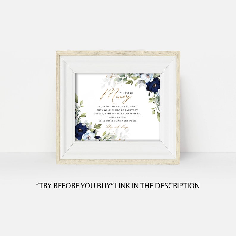 CHLOE Printable in Loving Memory Sign INSTANT DOWNLOAD - Etsy