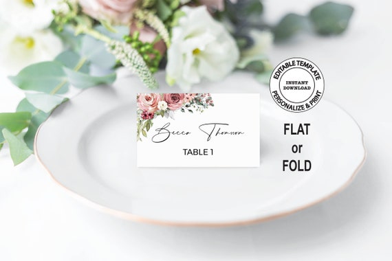 Editable Place Cards Template INSTANT DOWNLOAD Flat or Fold | Etsy