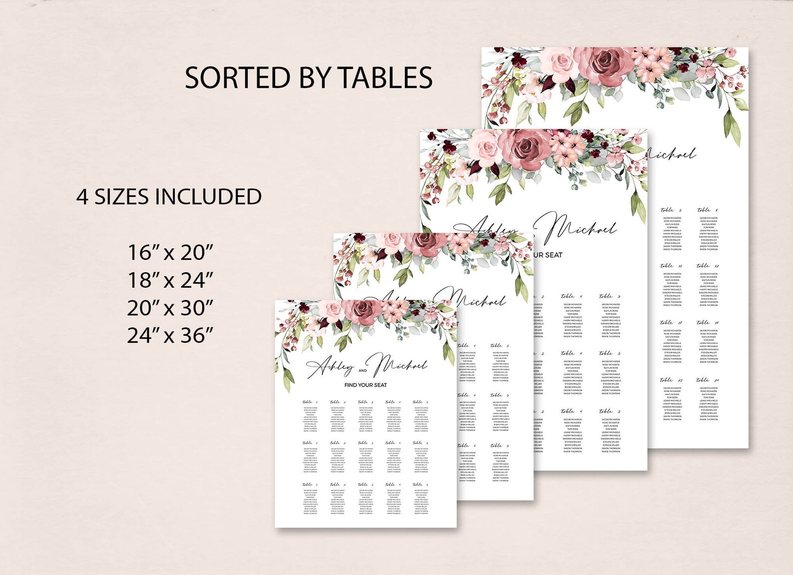 THEA - Editable Alphabetical Seating Chart Template, INSTANT DOWNLOAD ...