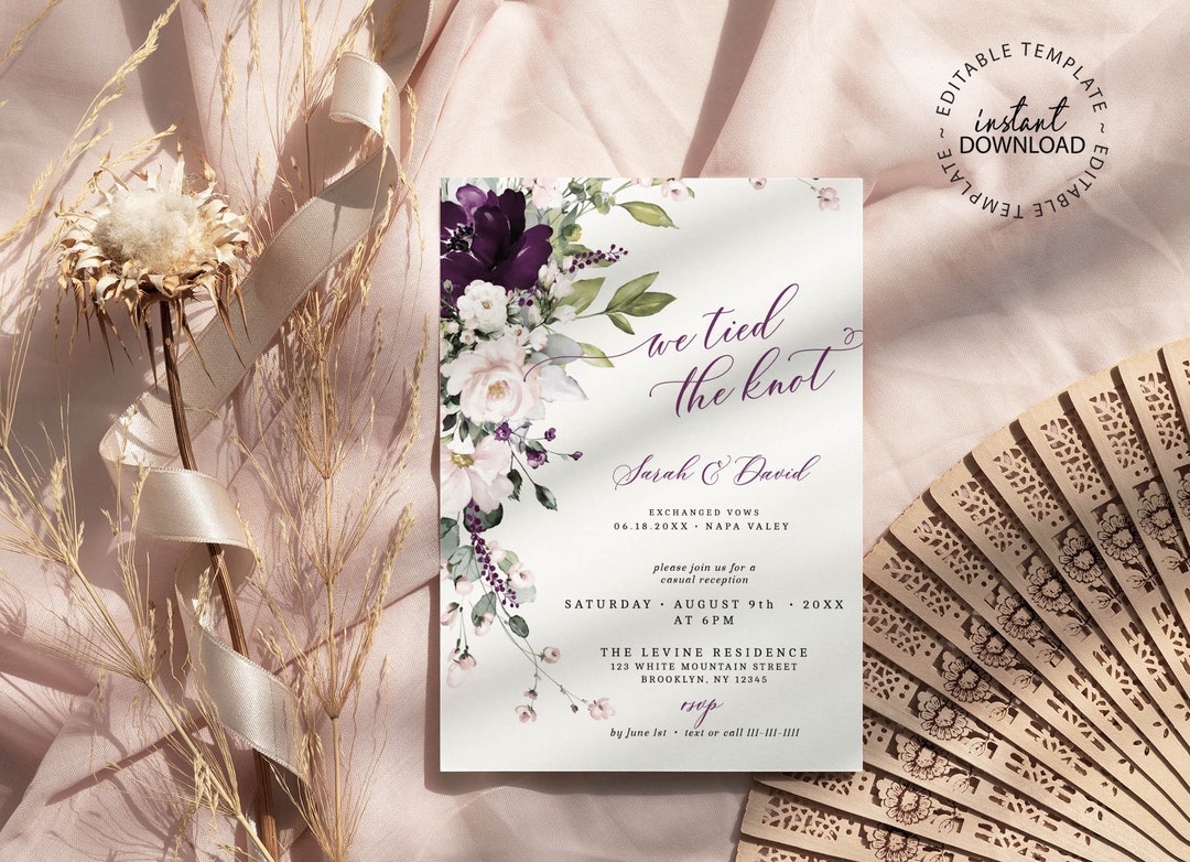 ELLIE - Editable Elopement Invitation Template, INSTANT DOWNLOAD ...