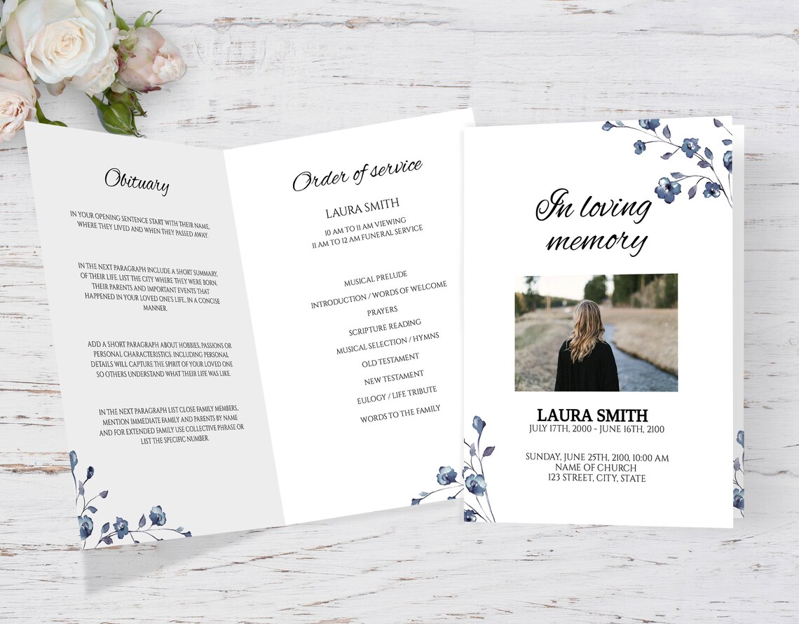 Printable Funeral Program Template INSTANT DOWNLOAD - Etsy