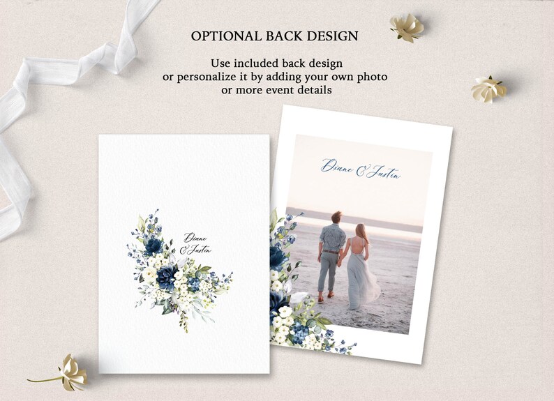 Editable Blue Flowers Wedding Invitation Template, INSTANT DOWNLOAD ...