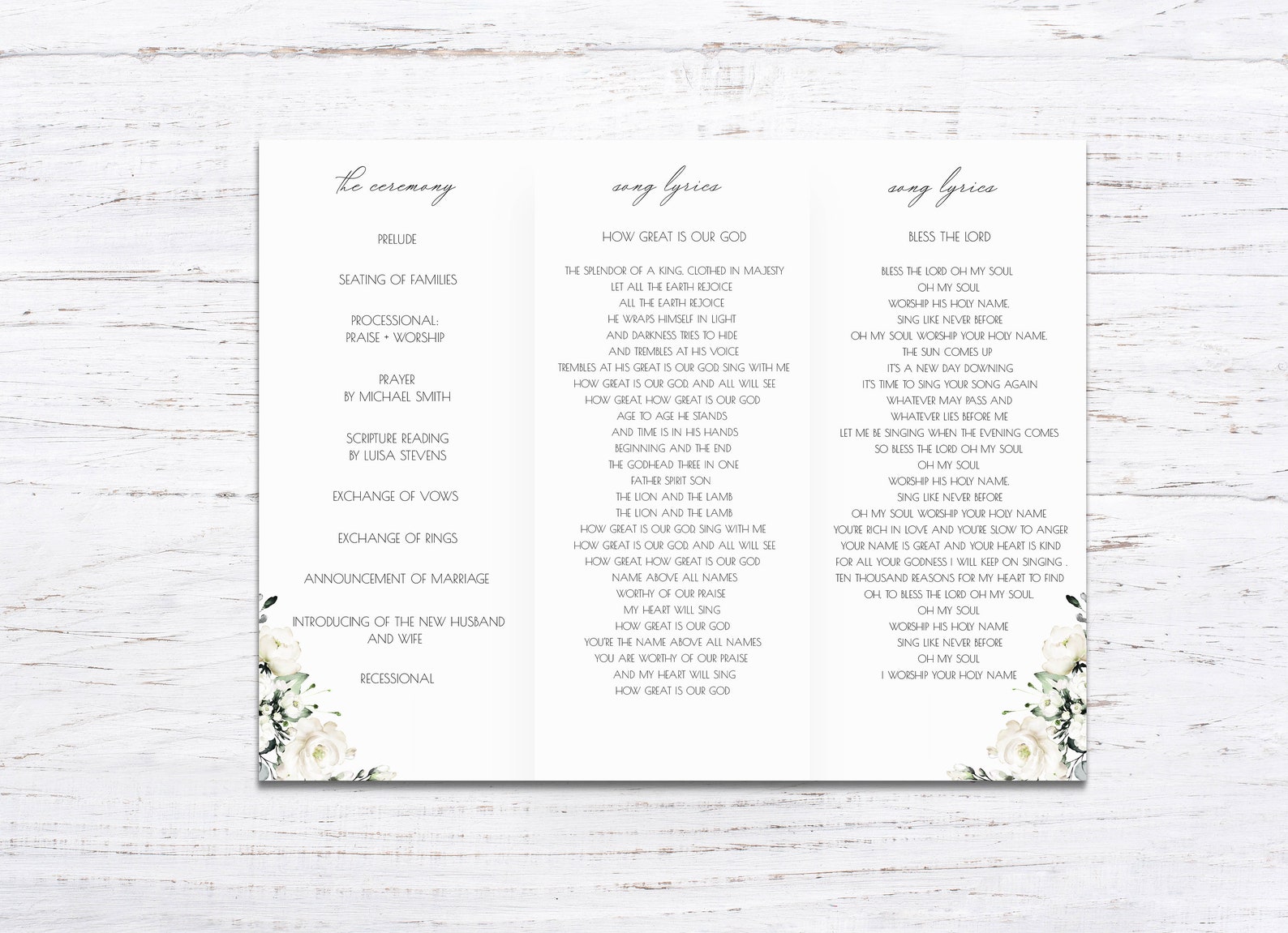 Trifold Wedding Program 100% Editable Template INSTANT - Etsy