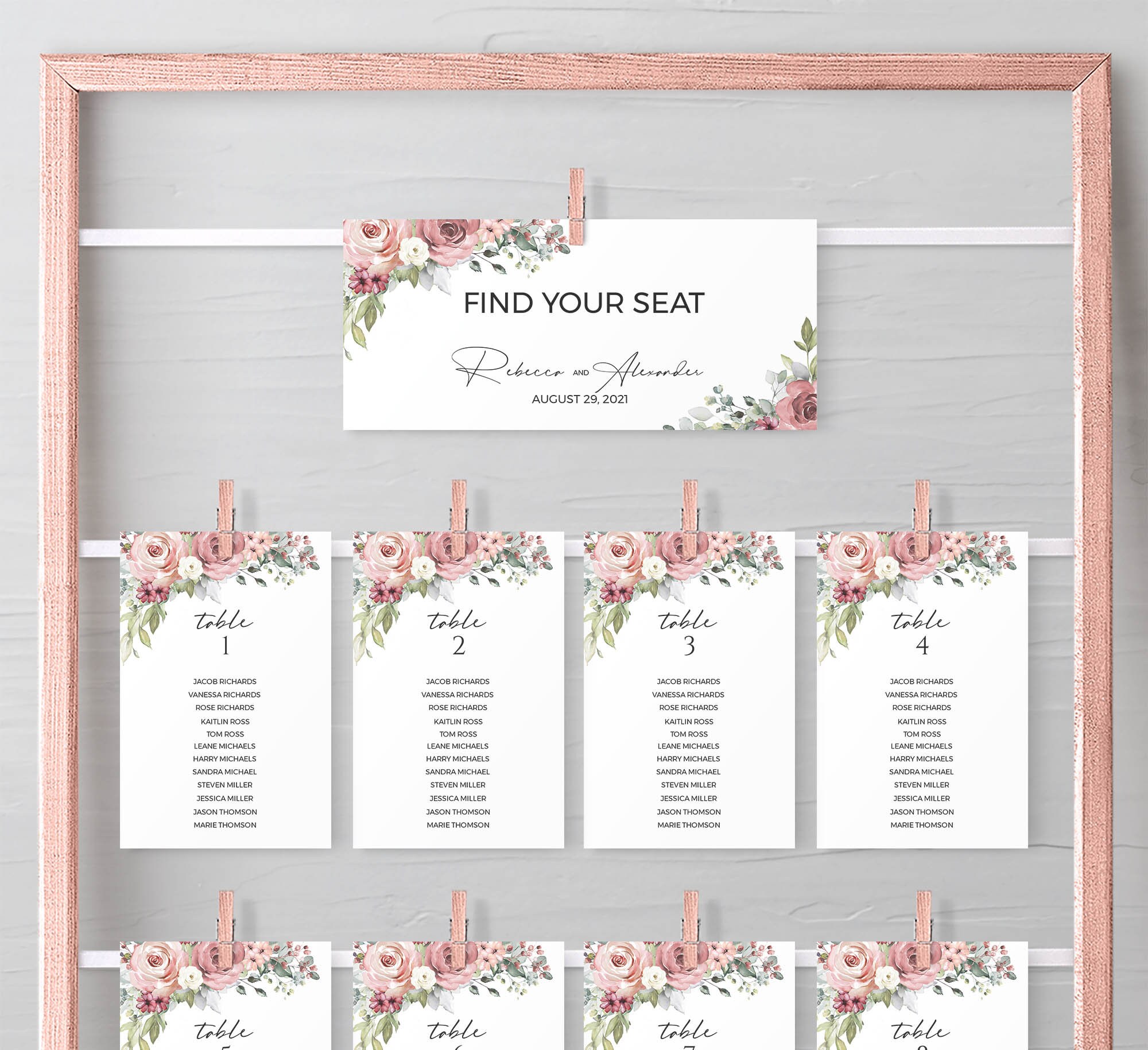 Editable Seating Chart Template INSTANT DOWNLOAD 4x6 and 5x7 - Etsy