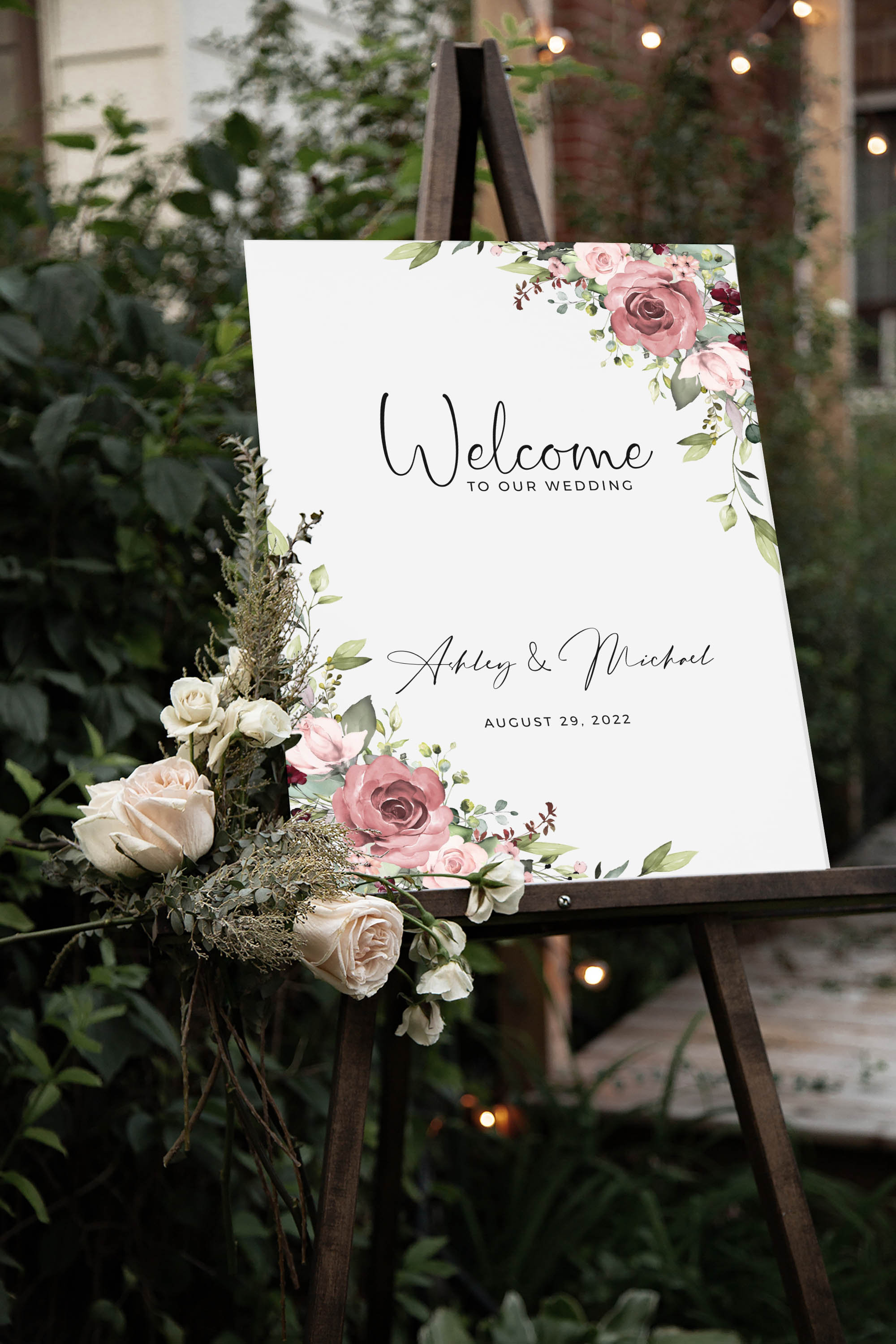 THEA Editable Floral Wedding Welcome Sign Template Blush - Etsy