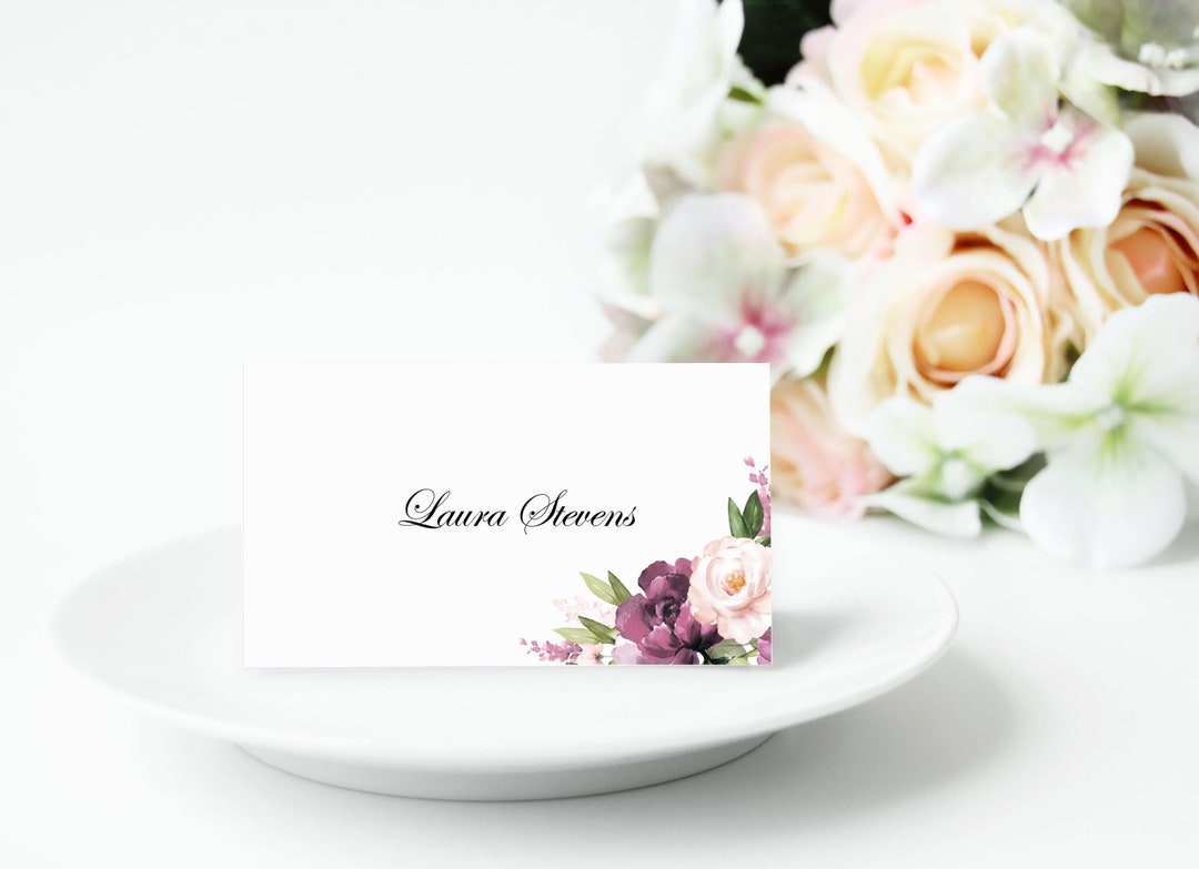 Editable Place Cards Template, INSTANT DOWNLOAD, Mauve Pink and Pale ...