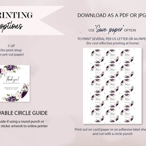 Editable Round Favor Tag Template, Floral Purple and Pink Wedding Tags ...