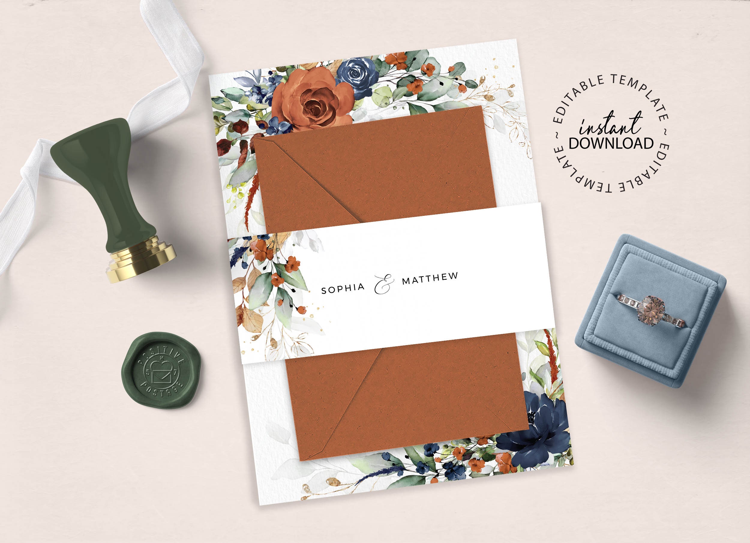 SIA - Editable Invitation Band Template, INSTANT DOWNLOAD, Orange and ...