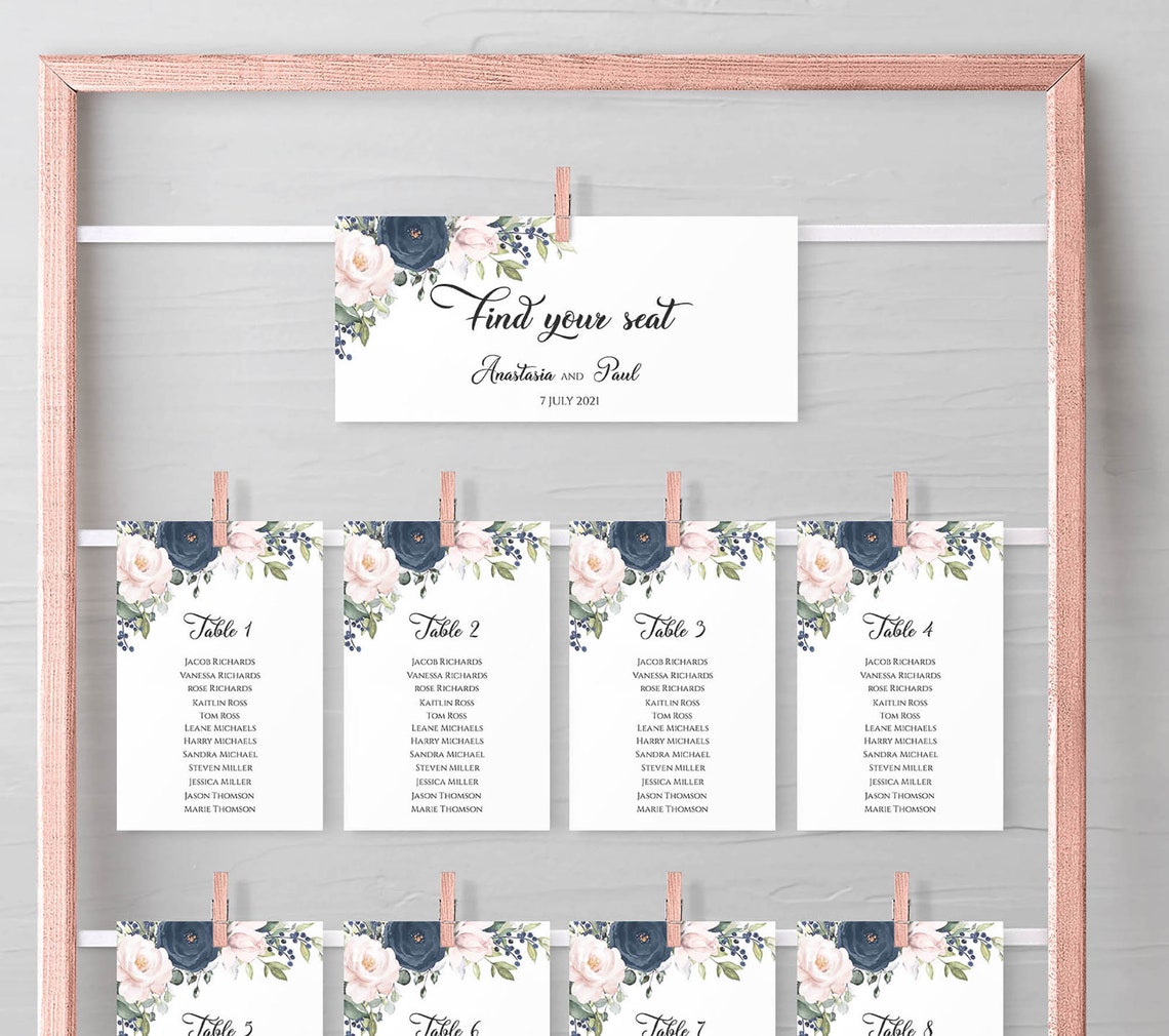 Editable Seating Chart With Cards Template INSTANT DOWNLOAD - Etsy