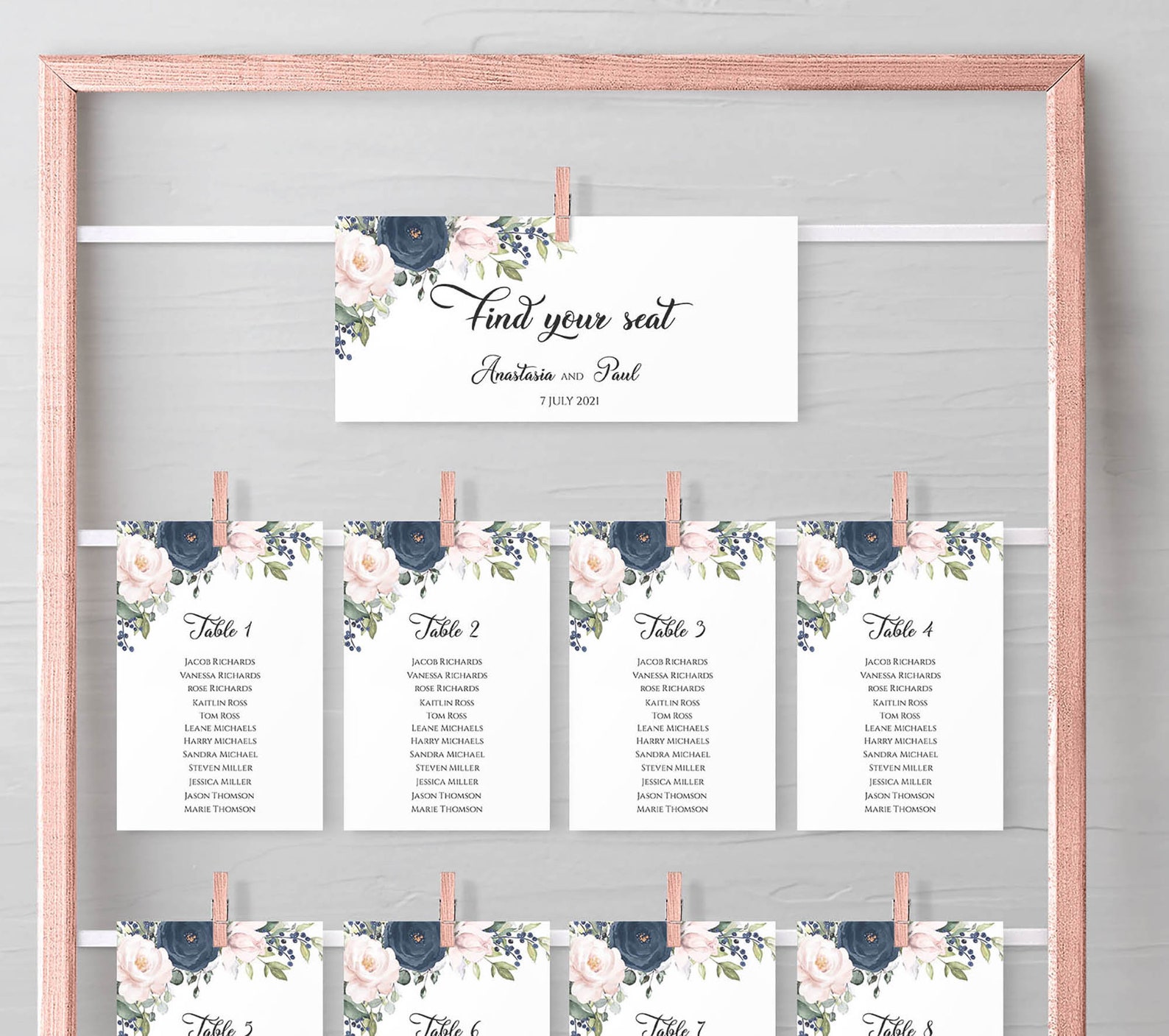 Editable Seating Chart With Cards Template INSTANT DOWNLOAD - Etsy