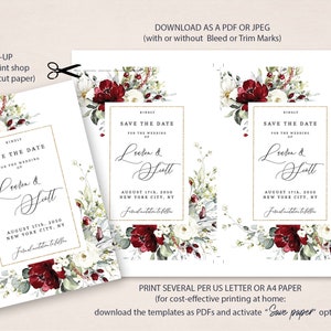 Editable Save the Date Template, Red and White Floral Save the Date ...