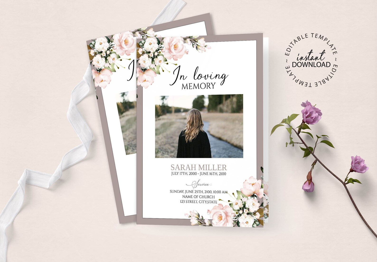 Editable Funeral Program Template INSTANT DOWNLOAD Editable | Etsy