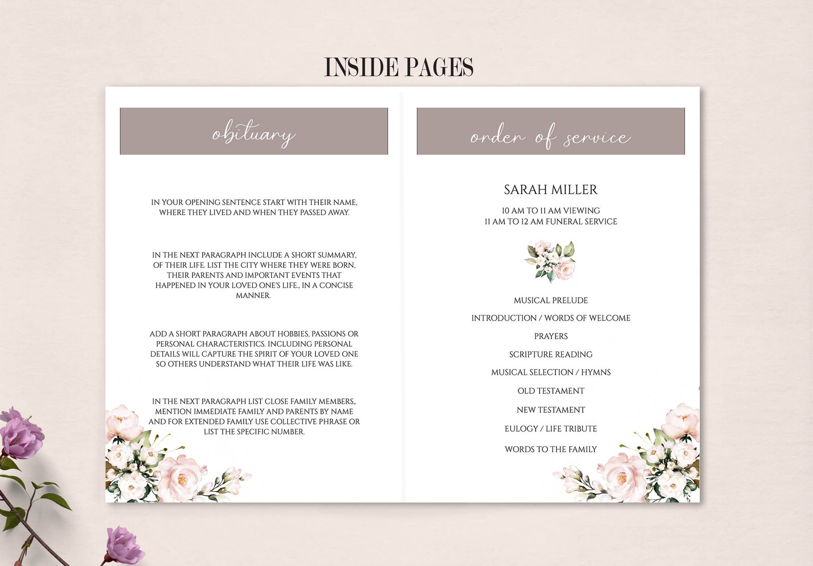 Editable Funeral Program Template INSTANT DOWNLOAD Editable | Etsy
