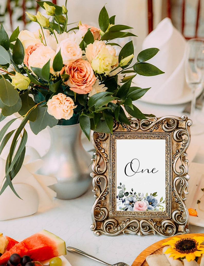 SERENE - Editable Floral Wedding Table Number Template, Blush Pink and ...