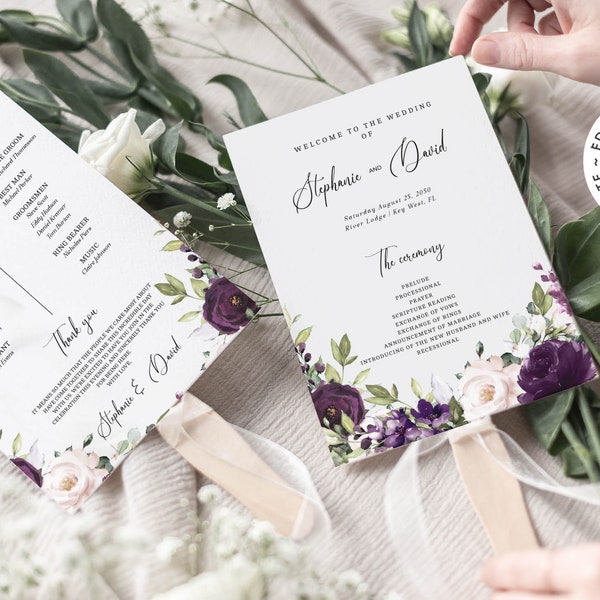 Purple Church Program Template - Etsy