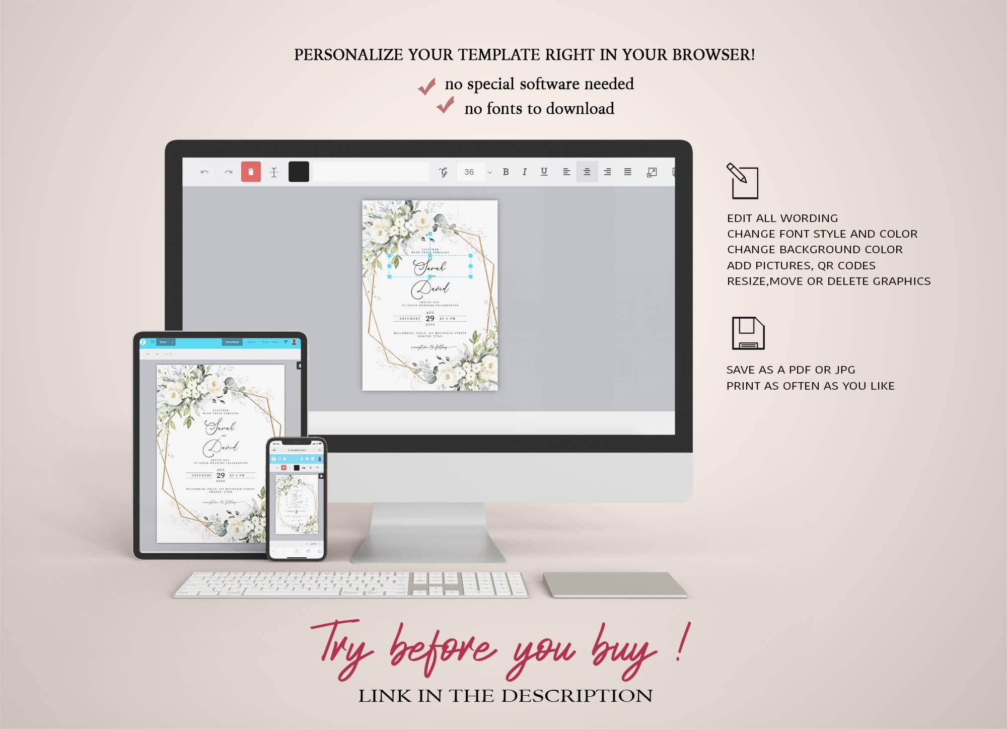 Folded Wedding Program Template Editable INSTANT DOWNLOAD - Etsy