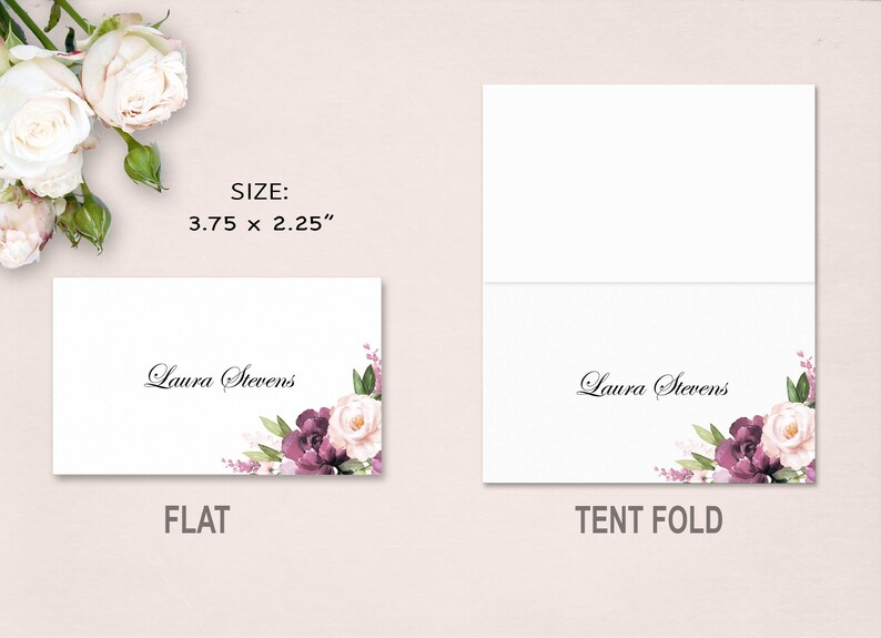 Editable Place Cards Template INSTANT DOWNLOAD Mauve Pink - Etsy