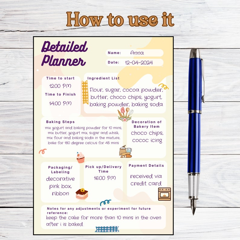 Baker Daily Printable Calendar for Bakery Business Instant Digital ...