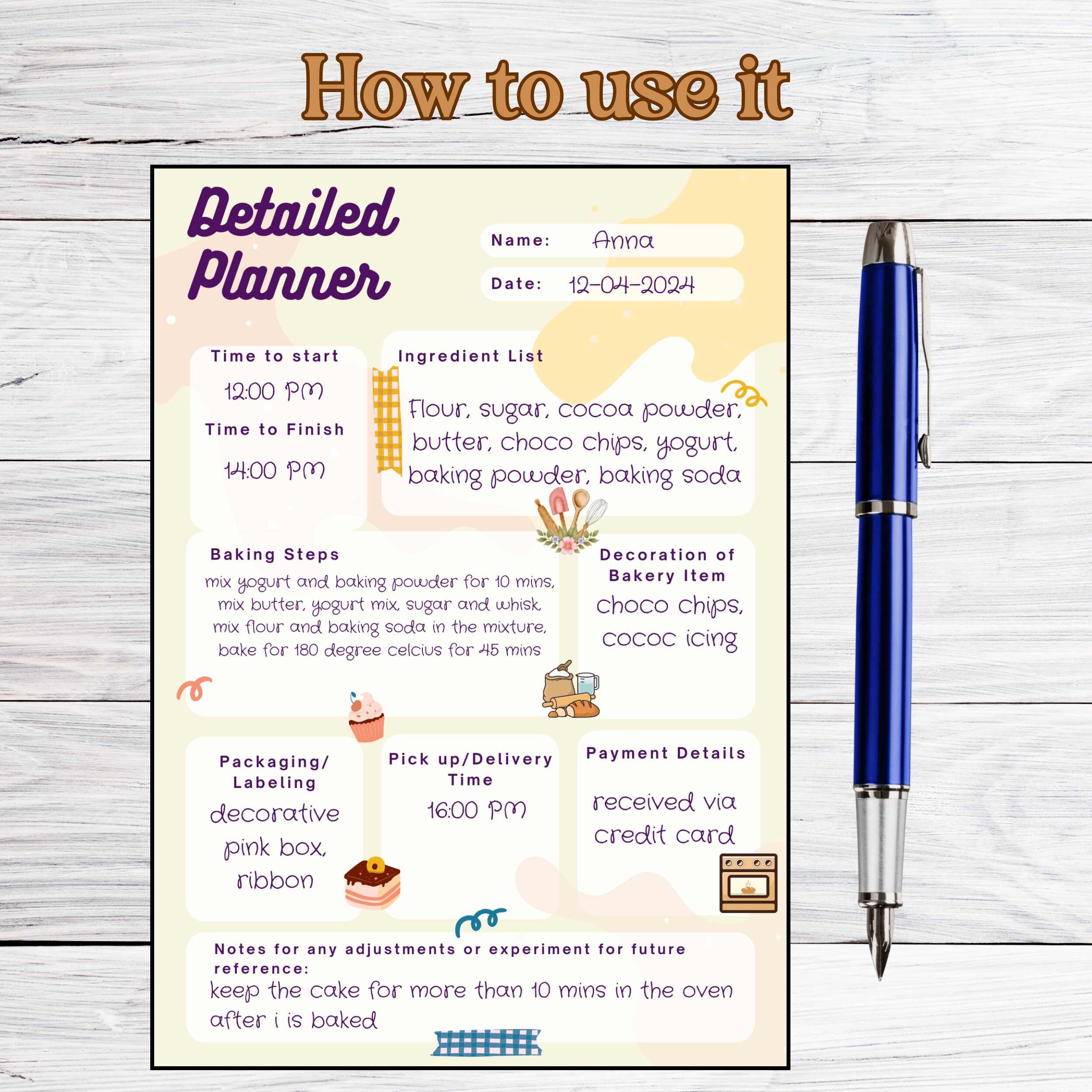 Baker Daily Printable Calendar for Bakery Business Instant Digital ...