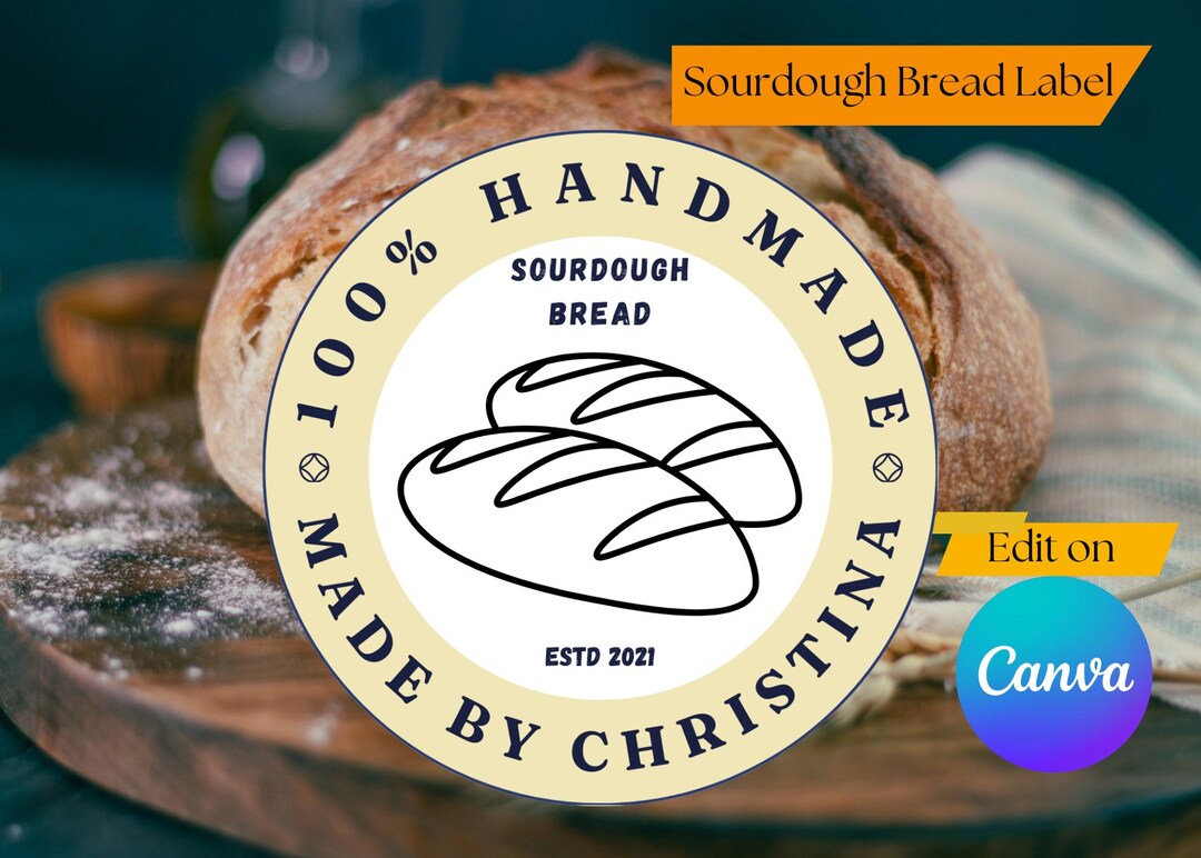 Editable Sourdough Bread Food Label Template, Custom Label, Small Baker ...