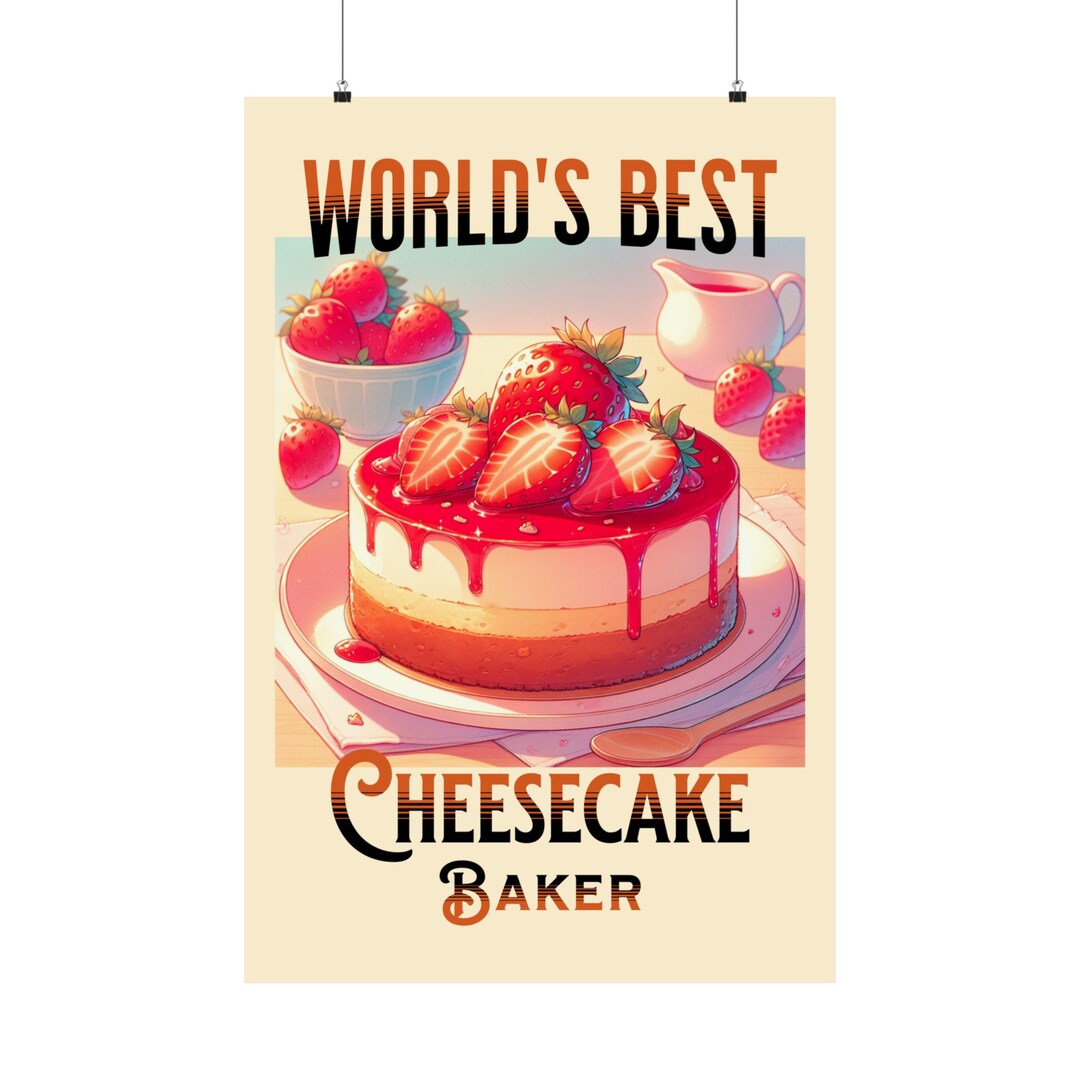 Cheesecake Baker Matte Vertical Posters, Baking Wall Art Print, Retro ...