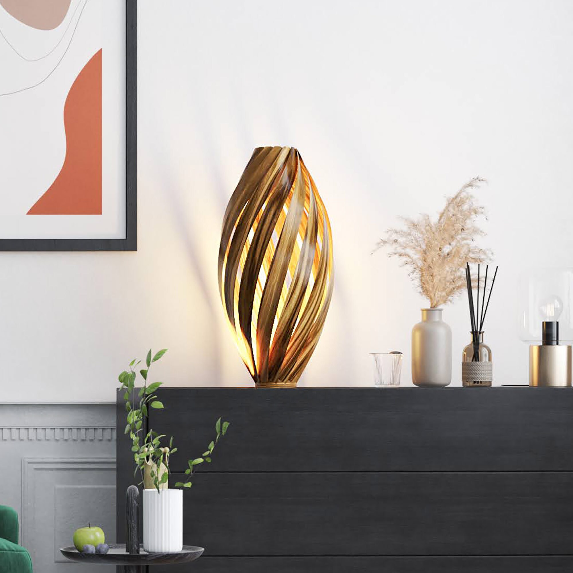 Floor Lamp From Gum Tree (amber) Wood 20", 24" & 28" Inch. Standing ...