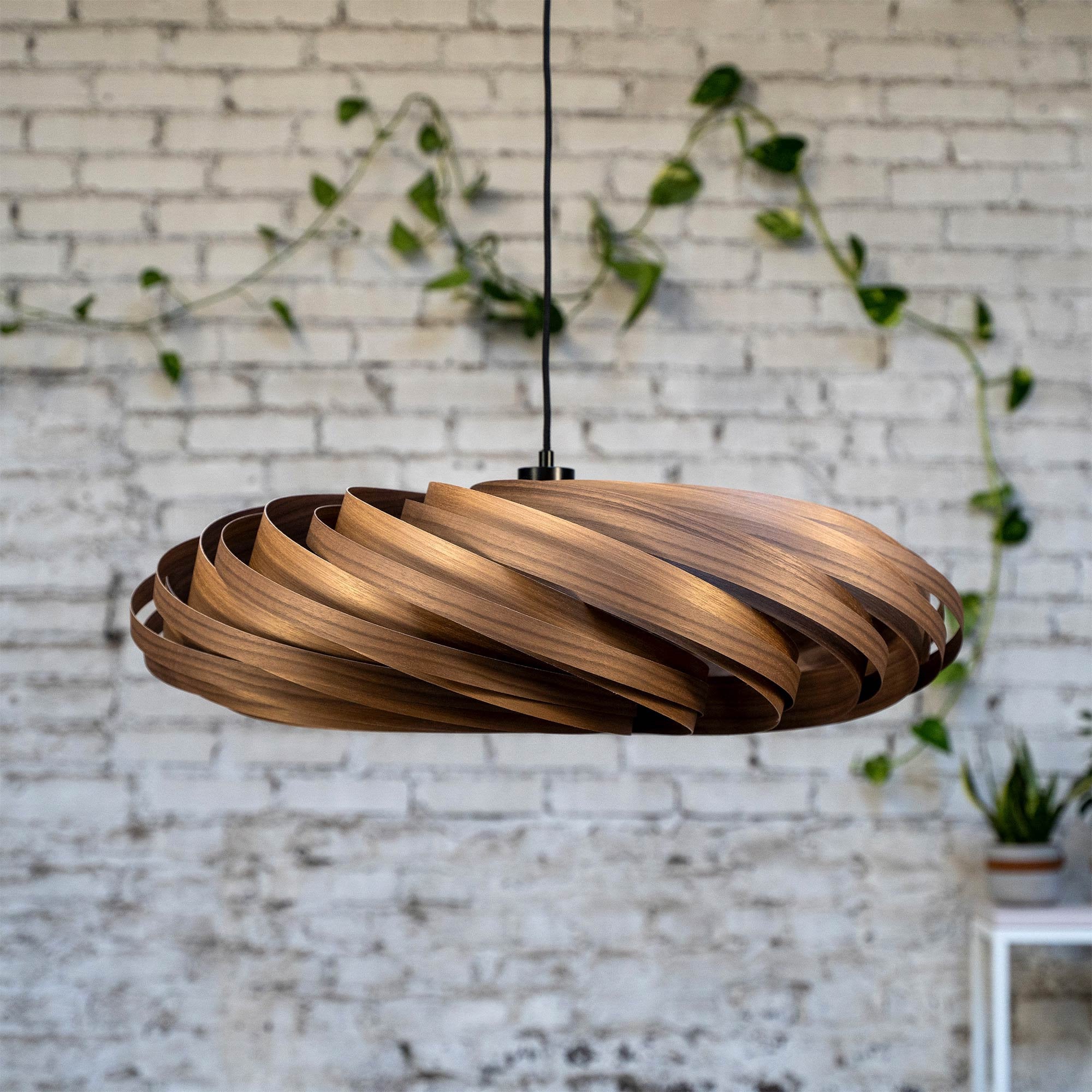 Walnut Wood Hanging Lamp. Handmade Wooden Lamp From Cologne Studio. - Etsy