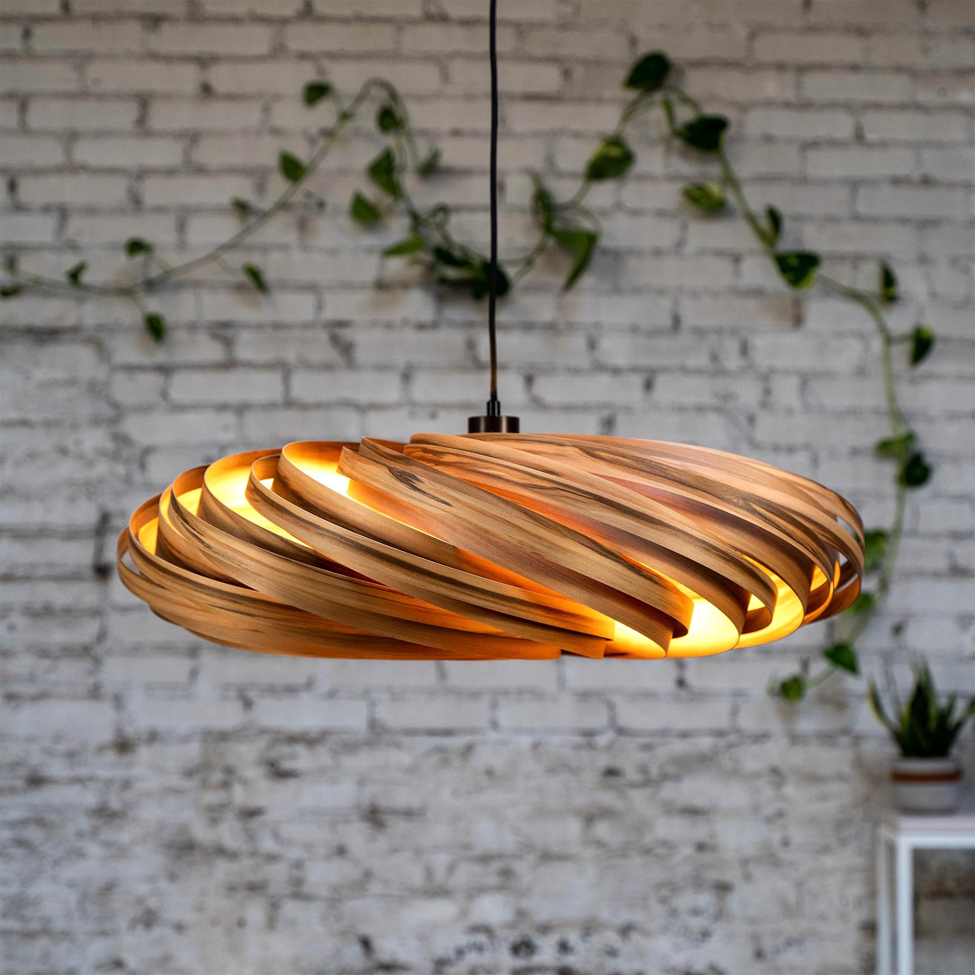 Large Hanging Lamp Made of Amber Tree Wood. Handmade Wooden Lamp From ...