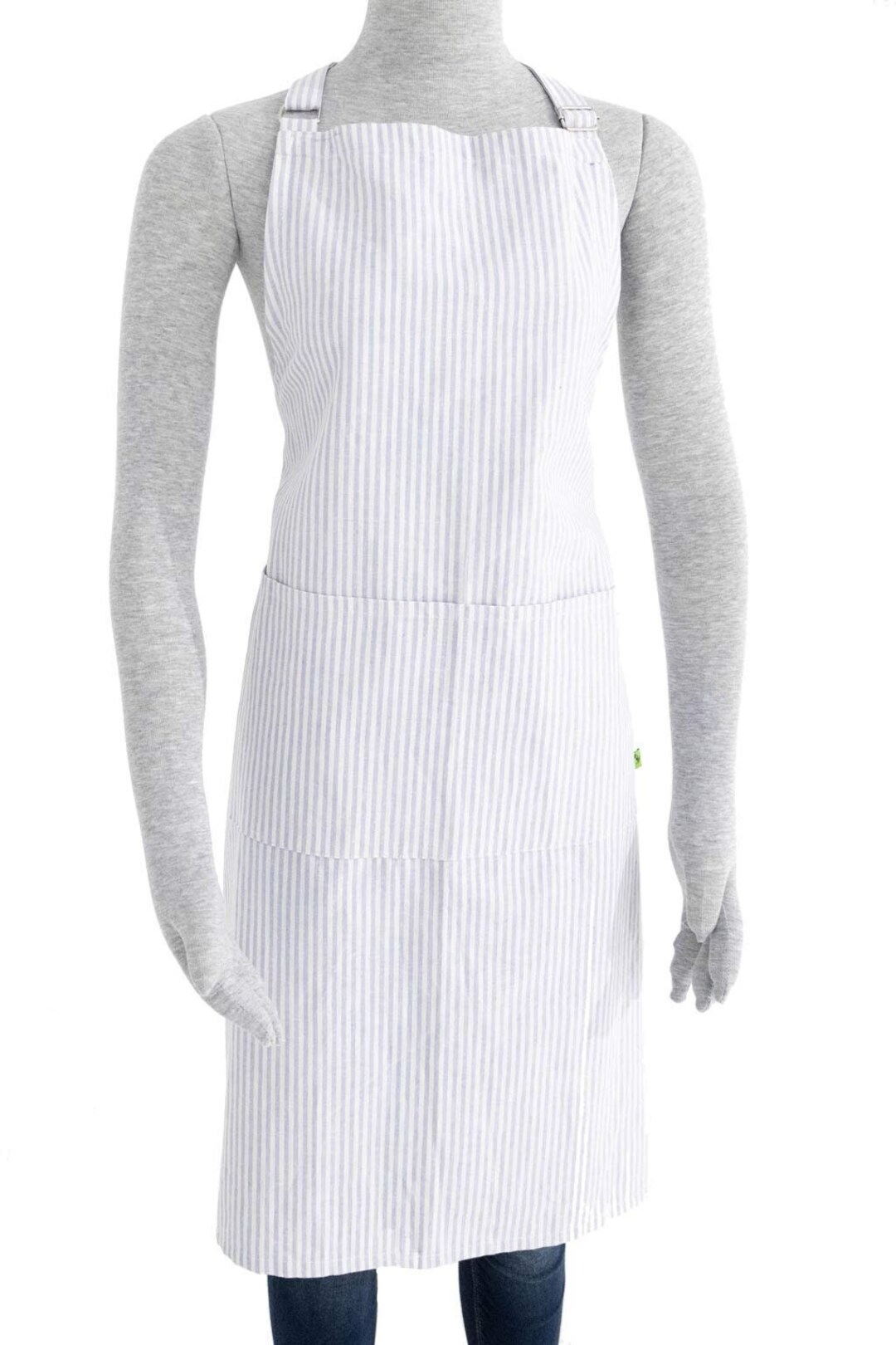 Adult Blue and White Striped Linen and Cotton Apron, Artist Apron ...