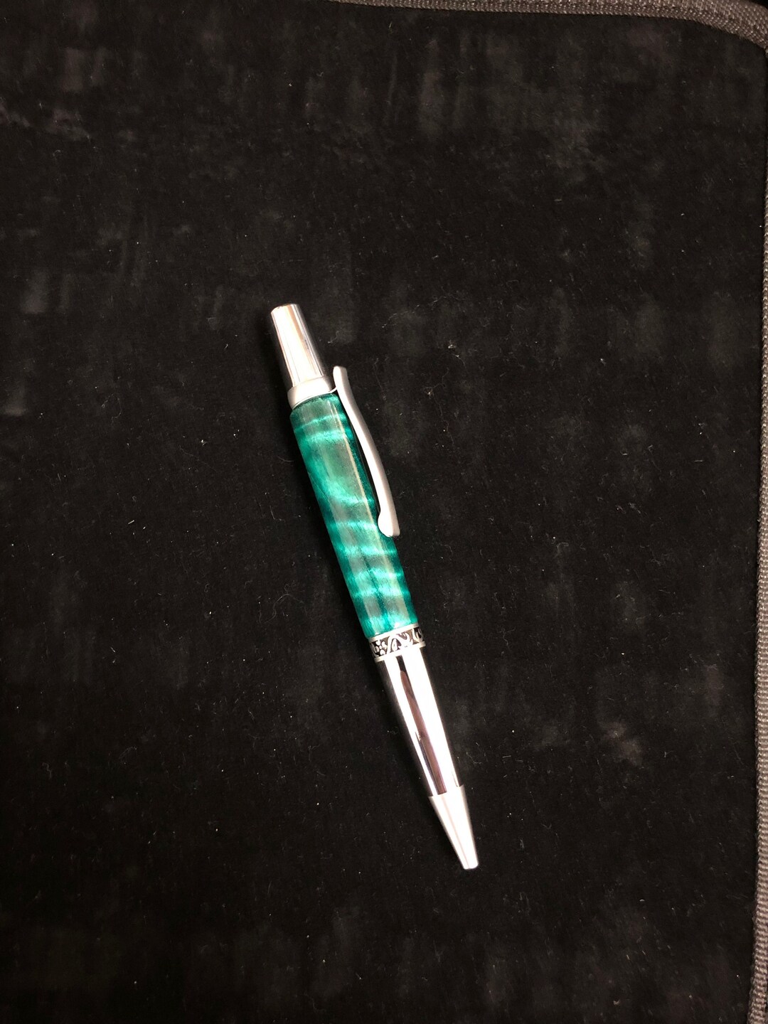 Beautiful, Hand-crafted Wood Pen, Curly Poplar, Teal Stabilized ...