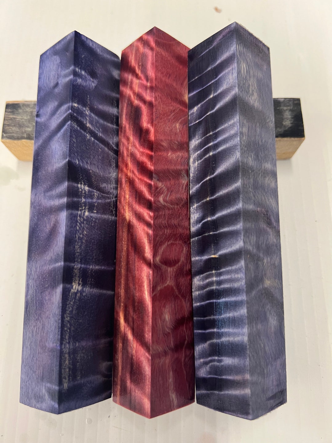 Stabilized Curly Cottonwood Pen Blanks, Gorgeous Figure! Red, Violet ...