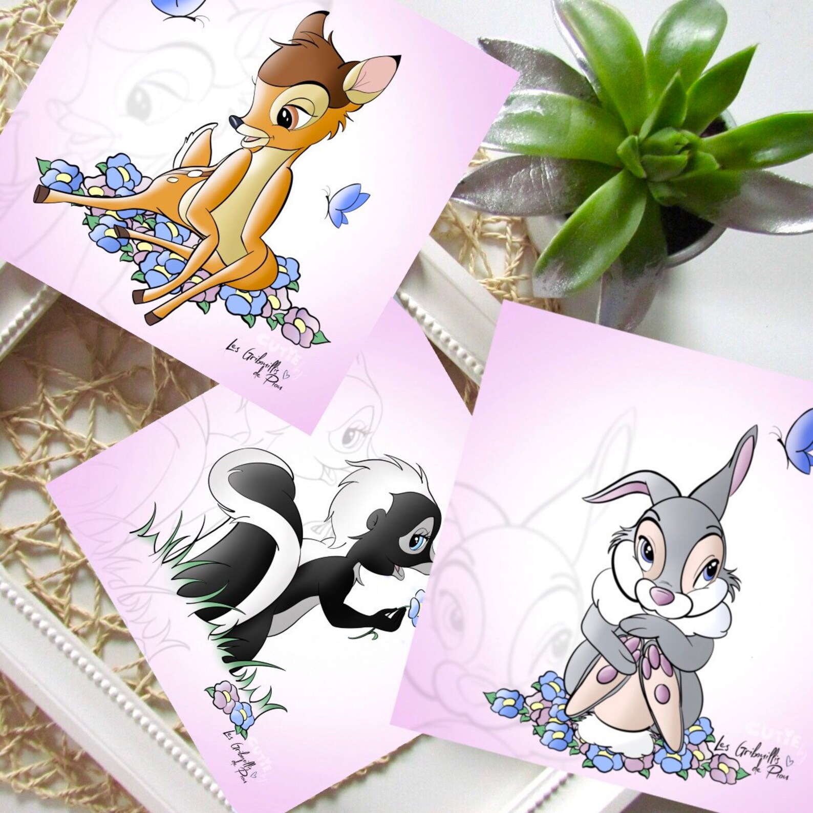 Disney Illustrated Maps Bambi Flower Panpan | Etsy